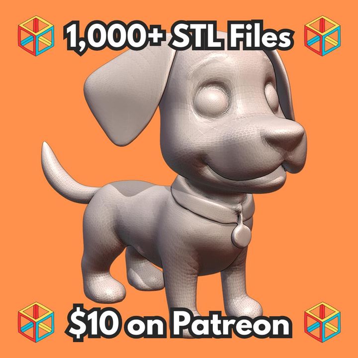 3D Printable Happy Dog Statue with Collar and Tail Up MineeForm FDM 3D ...