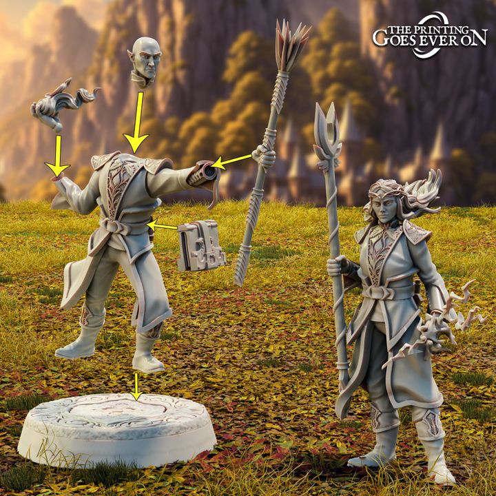 3D Printable Modular Elven Mages - Presupported by The Printing Goes ...