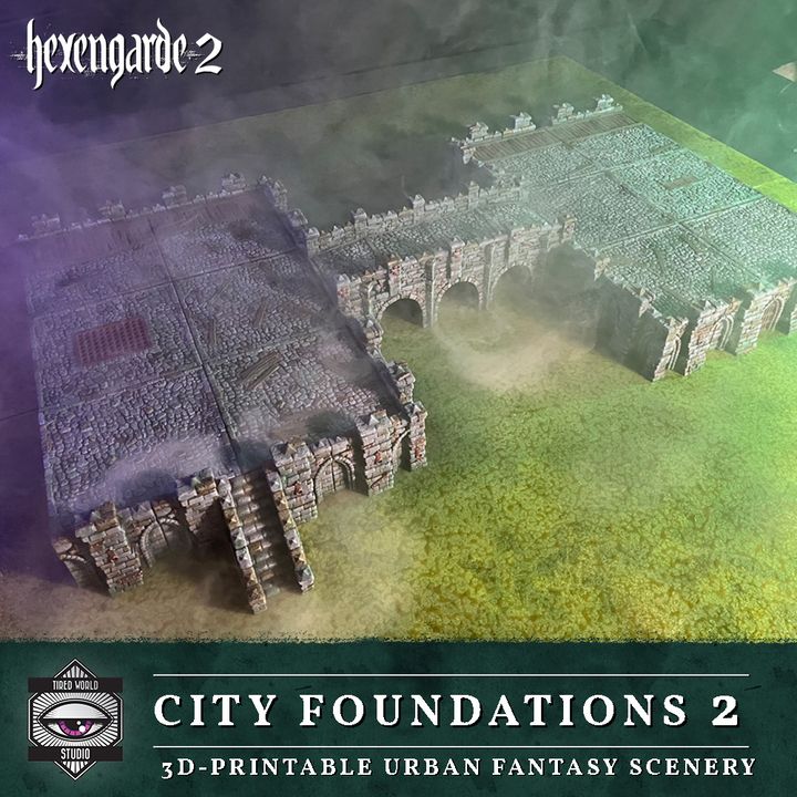 3D Printable City Foundations 2 by Tired World Studio
