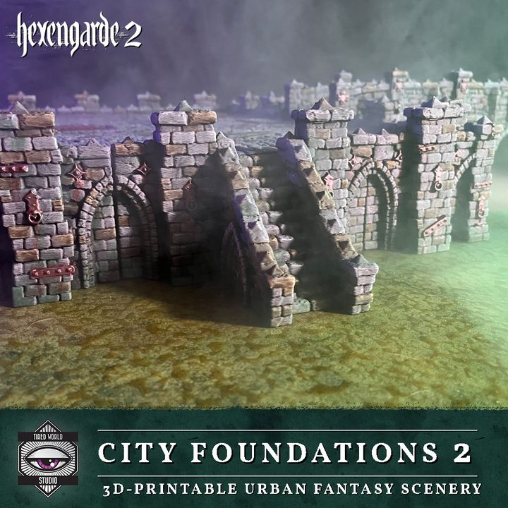 3D Printable City Foundations 2 by Tired World Studio