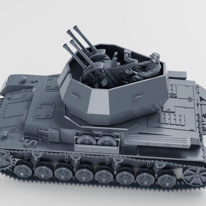 3D Printable Flakpanzer IV «Wirbelwind» + 1 Gunner (Germany, WW2) by ...