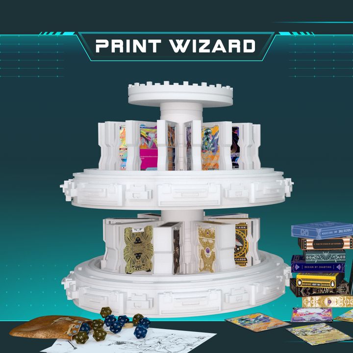 3D Printable PrintWizard Display Tower: Showcase Your Card Collection by PrintWizard