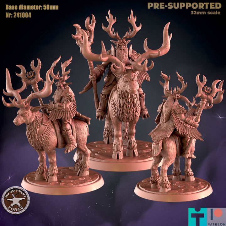 3D Printable Night Elf Druid Malfur on Stag by My3DPrintForge