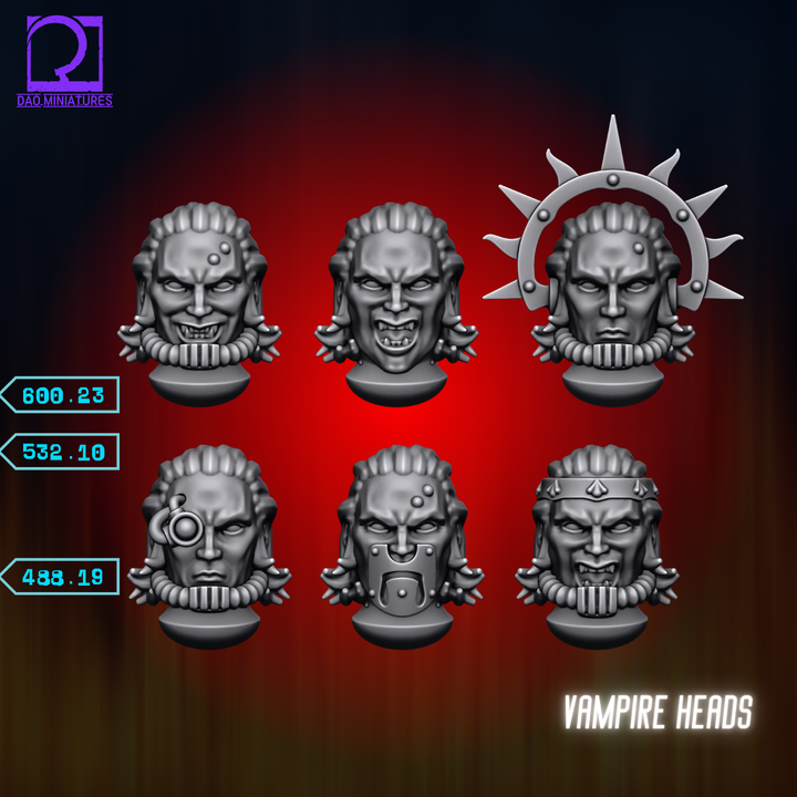 3D Printable Space Vampire Head Pack by DAOMiniatures