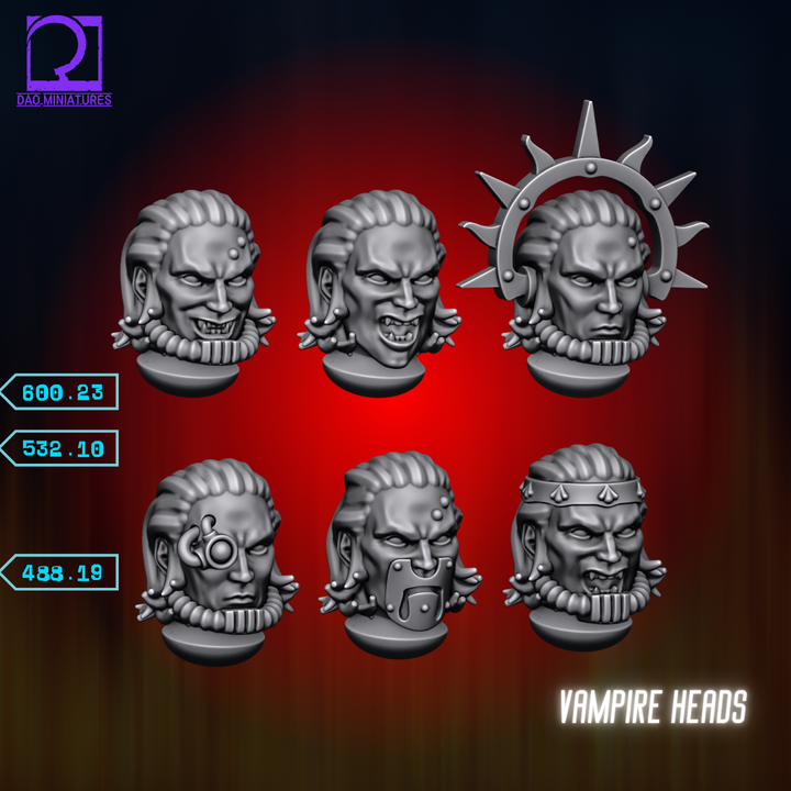 3D Printable Space Vampire Head Pack by DAOMiniatures