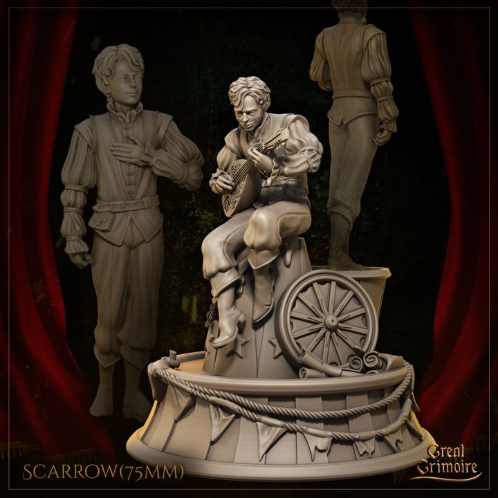 3D Printable Scarrow, ever-smiling outcast(75mm) by Great Grimoire