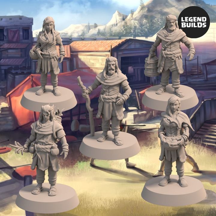 3D Printable Villagers of the Acenii - Bundle (5 unique miniatures ...