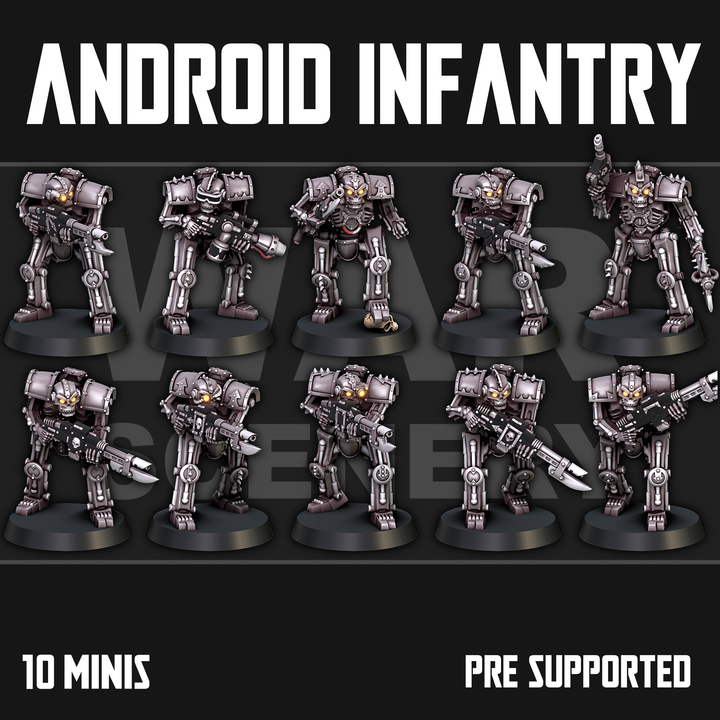 3D Printable Chaos Android Infantry by War Scenery