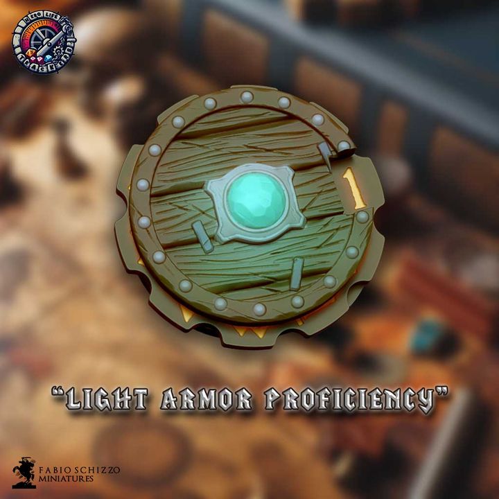 3D Printable Buckler life counter "Light armor proficiency" by Fabio Rizzo