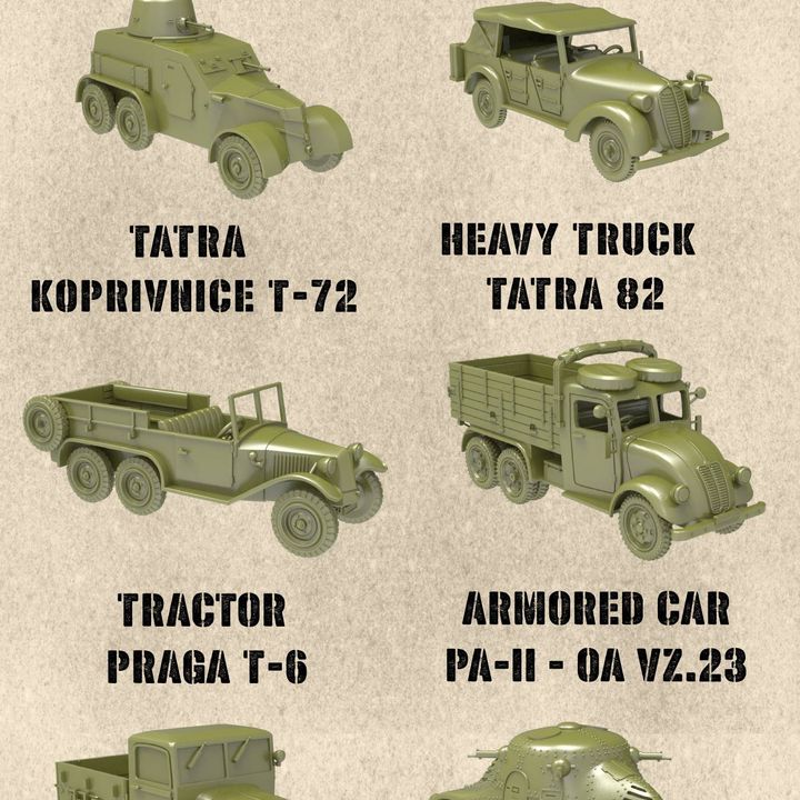 3D Printable STL PACK - 17 CZECH Fighting vehicles of WW2 (scale 1:56 ...
