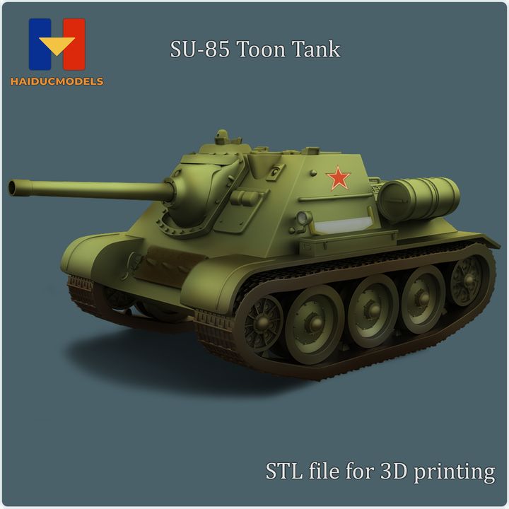 3D Printable SU-85 Toon Tank 3D print model STL by Radu Burlea