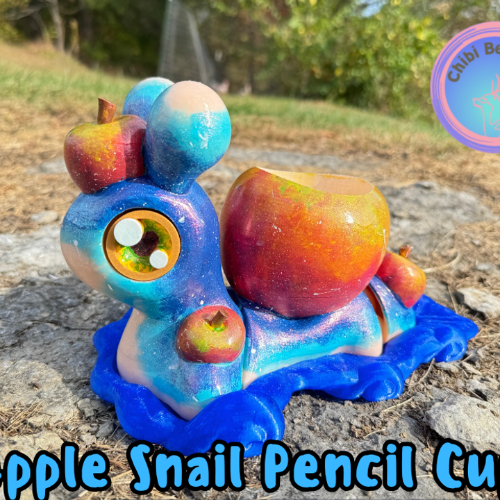 3D Printable Apple Snail Large Flexi Pencil Cup by ChibiBestiary