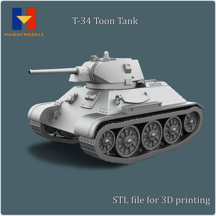 3D Printable T-34 Toon Tank 3D print model STL by Radu Burlea