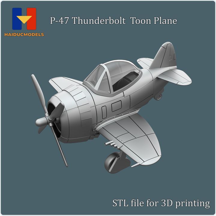 3D Printable P-47 Thunderbolt Egg Plane 3D print model STL by Radu Burlea