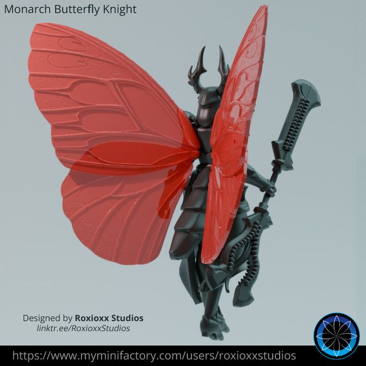 3D Printable Monarch Butterfly Knight, Dark Knight, Mimic Sword by Roxioxx