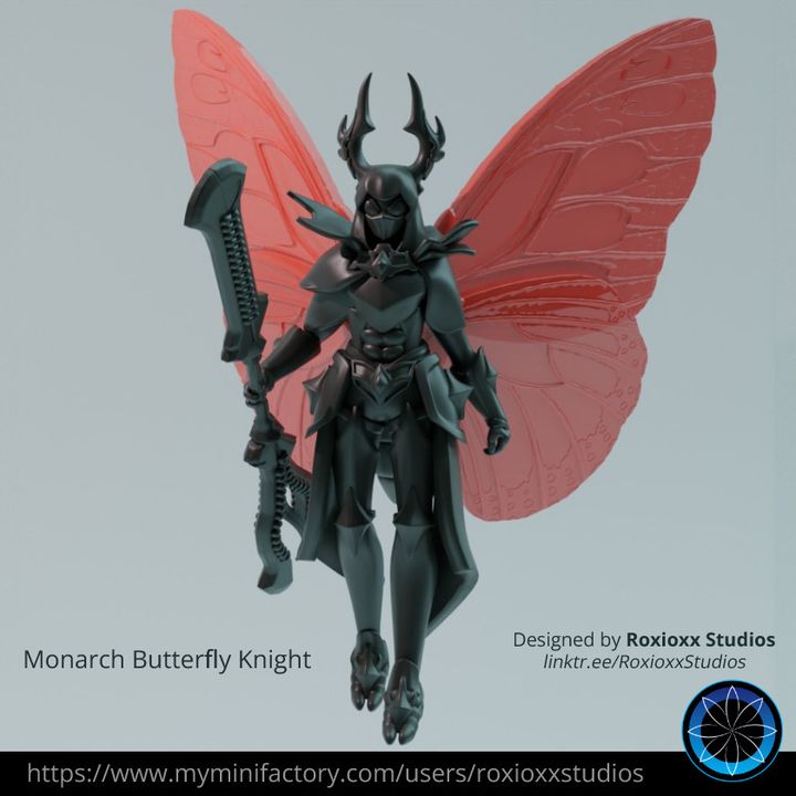 3D Printable Monarch Butterfly Knight, Dark Knight, Mimic Sword by Roxioxx
