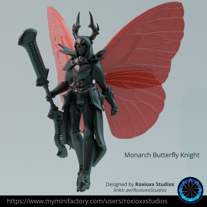 3D Printable Monarch Butterfly Knight, Dark Knight, Mimic Sword by Roxioxx
