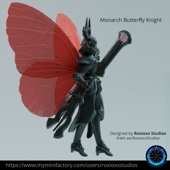 3D Printable Monarch Butterfly Knight, Dark Knight, Mimic Sword - Pre ...