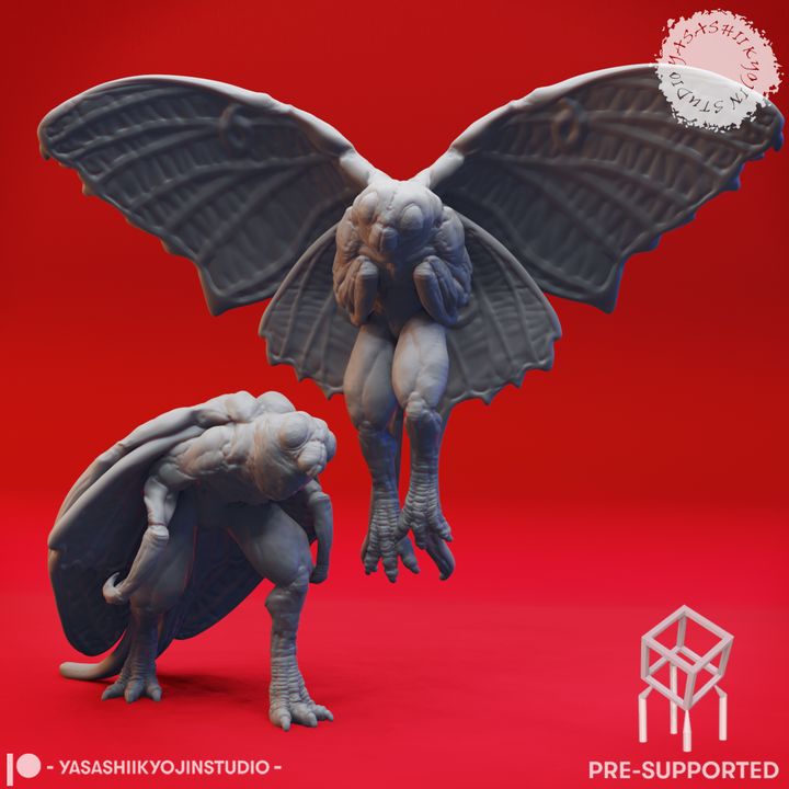 3D Printable Mothman Pair - Tabletop Miniatures (Pre-Supported) by ...