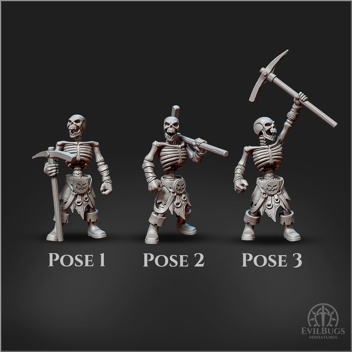 3D Printable Legion of Bones ( 5 skeleton, 15 Poses ) 28mm/32mm/54mm by ...