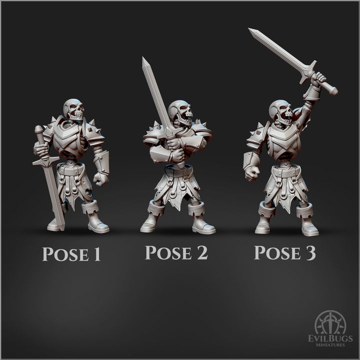 3D Printable Legion of Bones ( 5 skeleton, 15 Poses ) 28mm/32mm/54mm by ...