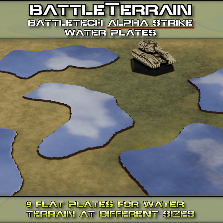 3D Printable BattleTerrain: Battletech Alpha Strike Water Terrain by tinnut