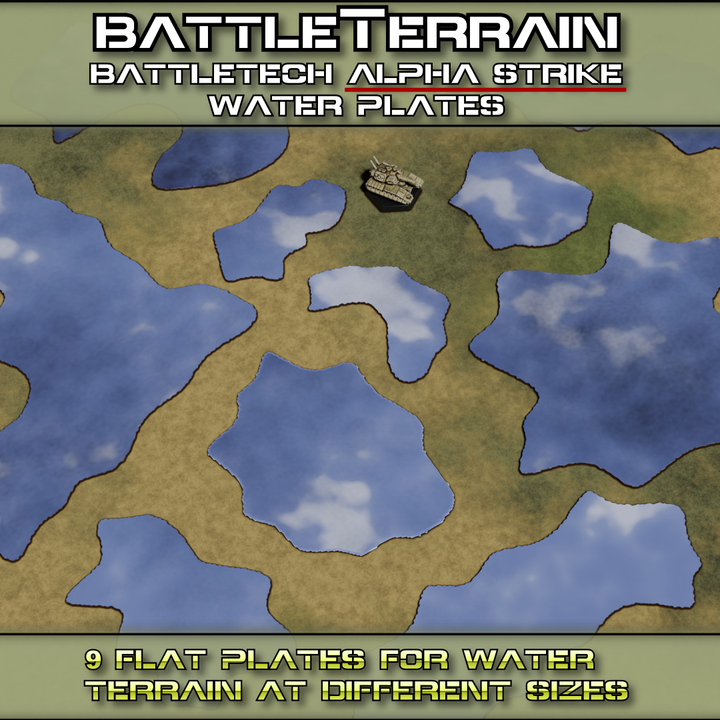 3D Printable BattleTerrain: Battletech Alpha Strike Water Terrain by tinnut