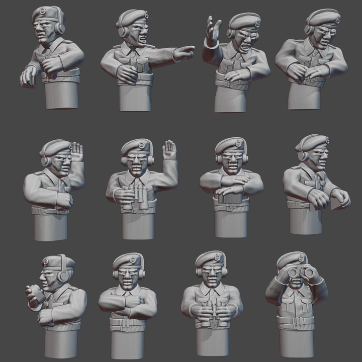 3D Printable British WW2 Tank Commanders WWII-GB-11 by Turner Miniatures