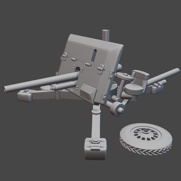 3D Printable British WW2 OQF 2pdr AT Gun WWII-AR-GB-1 by Turner Miniatures