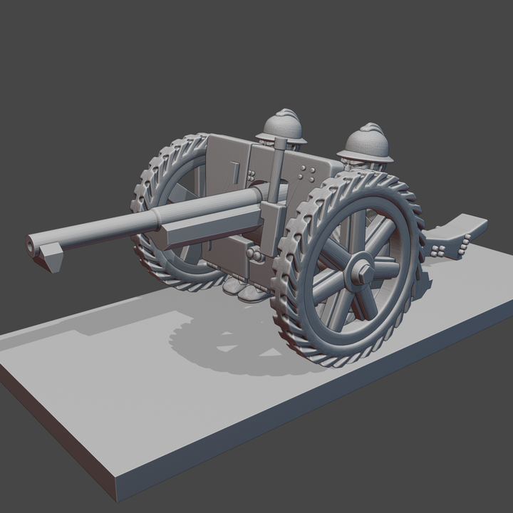 3D Printable French WW2 Canon de 75 Mle 1897/38 Field Gun with Limber ...