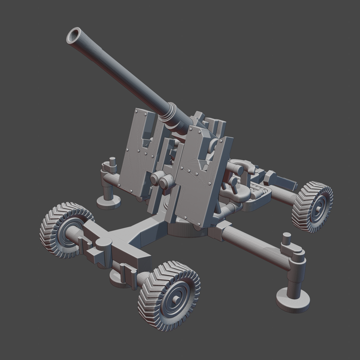 3D Printable WW2 40mm Bofors Mk I AA Gun WWII-AR-GB-3 by Turner Miniatures
