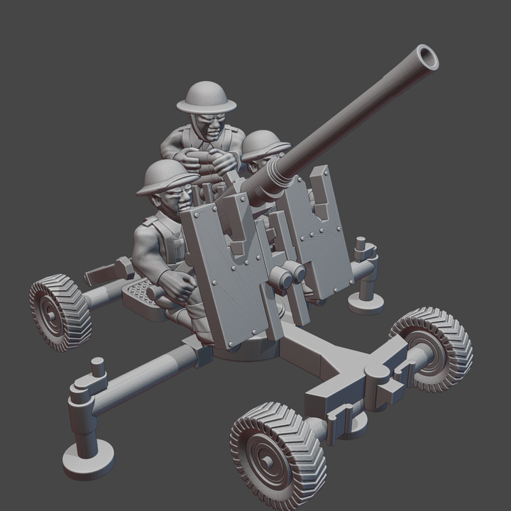 3D Printable WW2 40mm Bofors Mk I AA Gun WWII-AR-GB-3 by Turner Miniatures