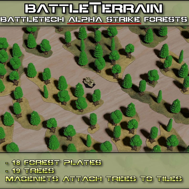 3D Printable BattleTerrain: Forests for Battletech Alpha Strike by tinnut