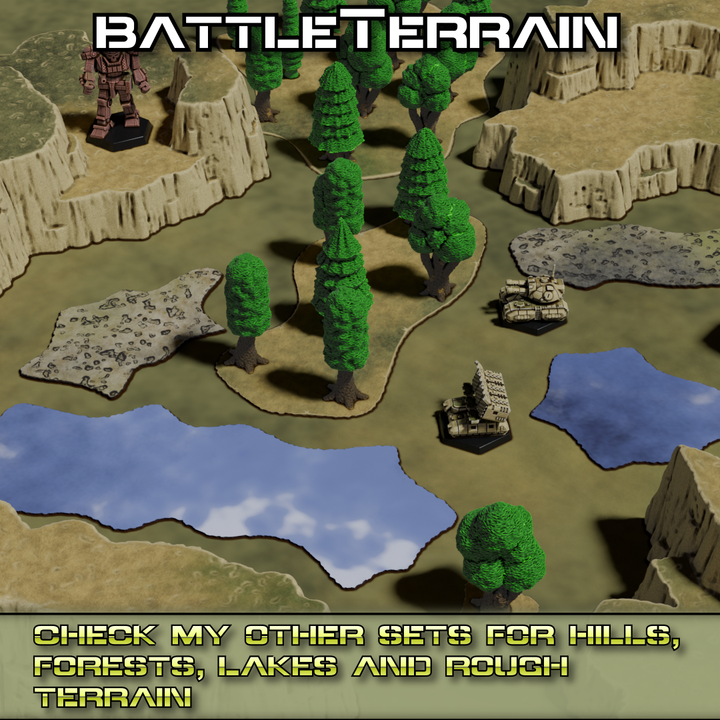 3D Printable BattleTerrain: Forests for Battletech Alpha Strike by tinnut