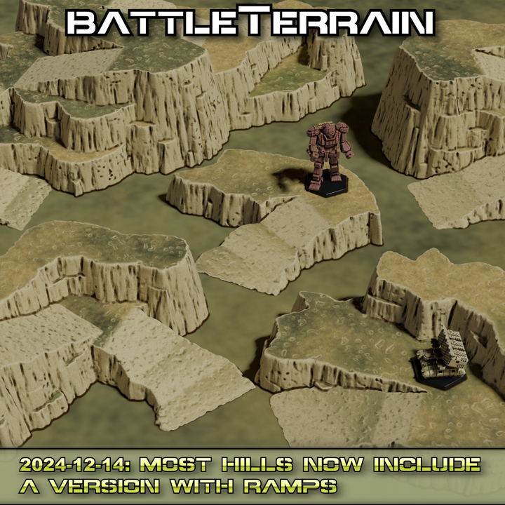 3D Printable BattleTerrain: Hills for Battletech Alpha Strike by tinnut