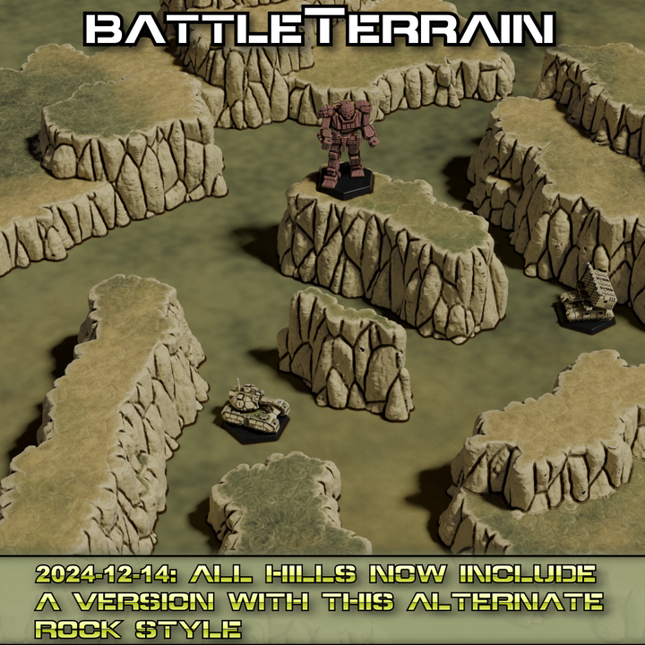 3D Printable BattleTerrain: Hills for Battletech Alpha Strike by tinnut