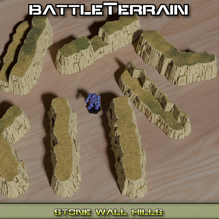 3D Printable BattleTerrain: Hills for Battletech Alpha Strike by tinnut