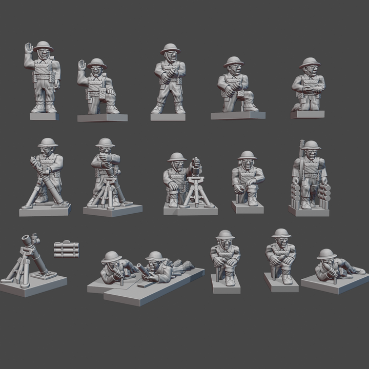 3D Printable British WW2 2 & 3-inch Mortars & Crews (1939-45) with ...