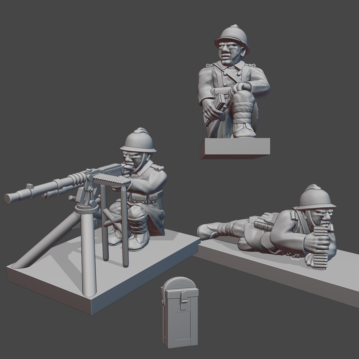 3D Printable French WW2 Hotchkiss mle 1914 Team (1939-40) WWII-FR-14 by ...