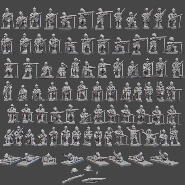 3D Printable French WW2 Riflemen with MAS-36s (1939-40) in Double ...