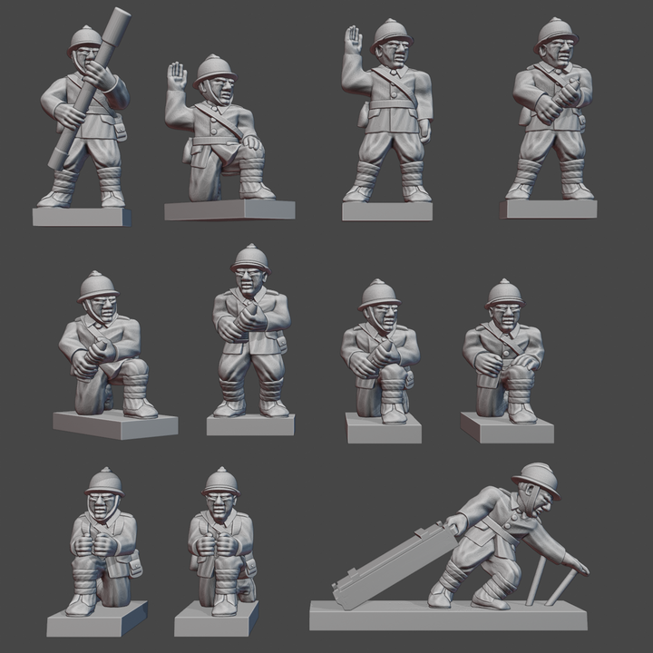 3D Printable French WW2 HE Artillery Crewmen (1939-40) in Tunics WWII ...