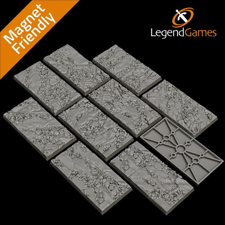 3D Printable LegendGames 50x100mm Rectangular Natural Stone Bases by ...