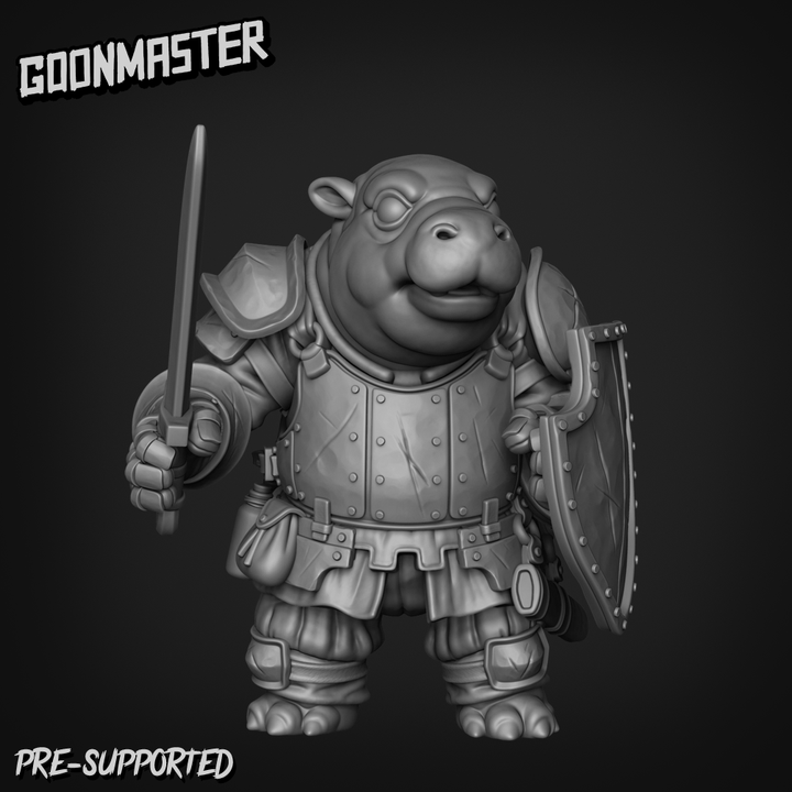 3D Printable Tiny Hippo Knight 4 by Goon Master