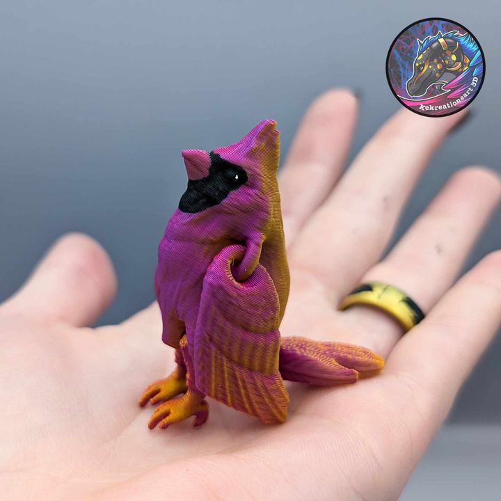 3D Printable Baby Flexi Cardinal Keychain by Kirsten M