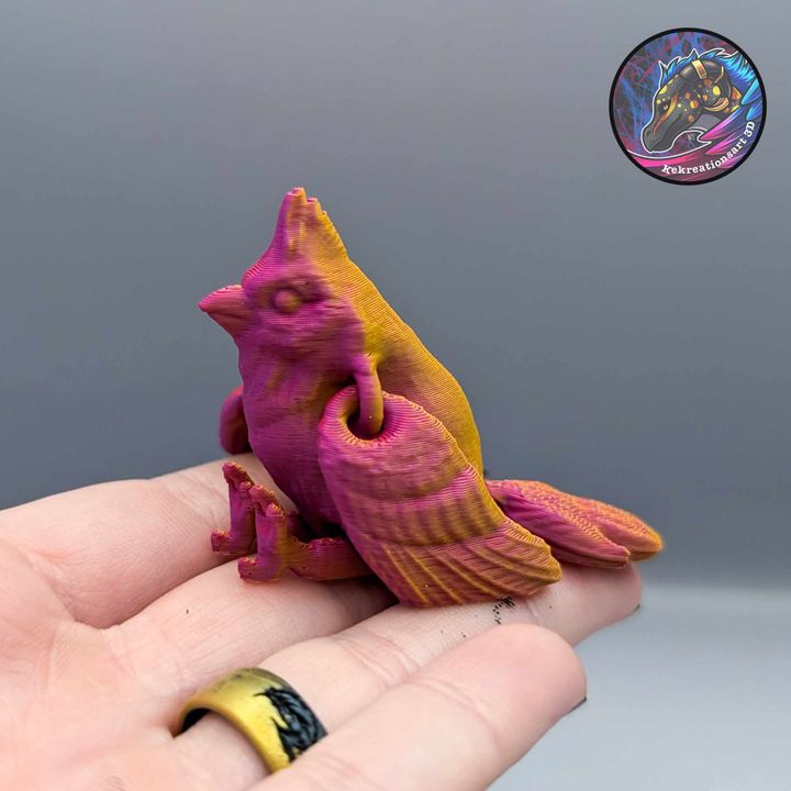 3D Printable Baby Flexi Cardinal Keychain by Kirsten M