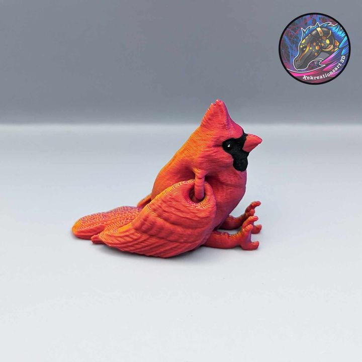 3D Printable Baby Flexi Cardinal Keychain by Kirsten M