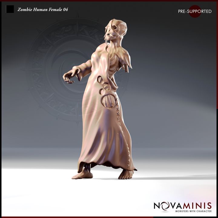 3D Printable Zombie Human Female 04 by NovaMinis