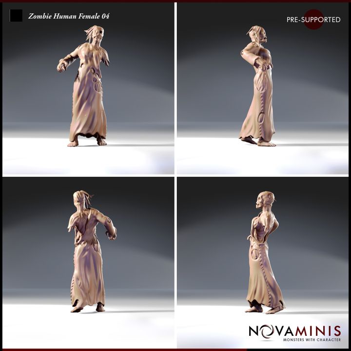 3D Printable Zombie Human Female 04 by NovaMinis