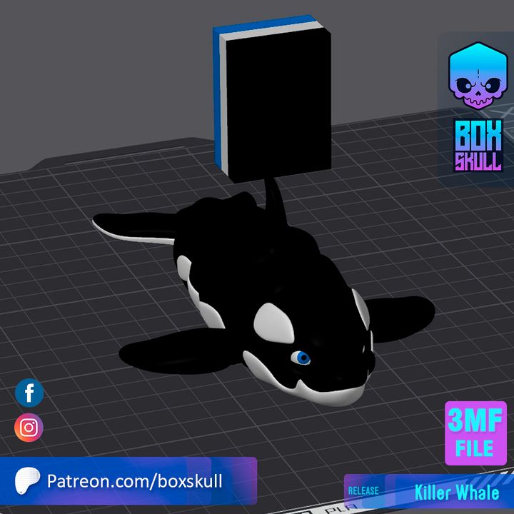 3D Printable KILLER WHALE ( ORCA - FLEXI, PRINT-IN-PLACE, CUTE) by BOXSKULL