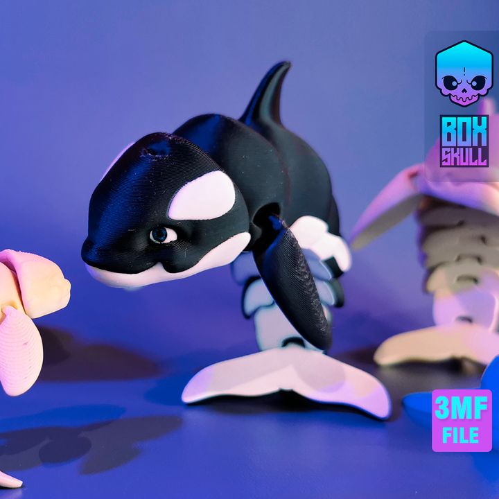3D Printable KILLER WHALE ( ORCA - FLEXI, PRINT-IN-PLACE, CUTE) by BOXSKULL